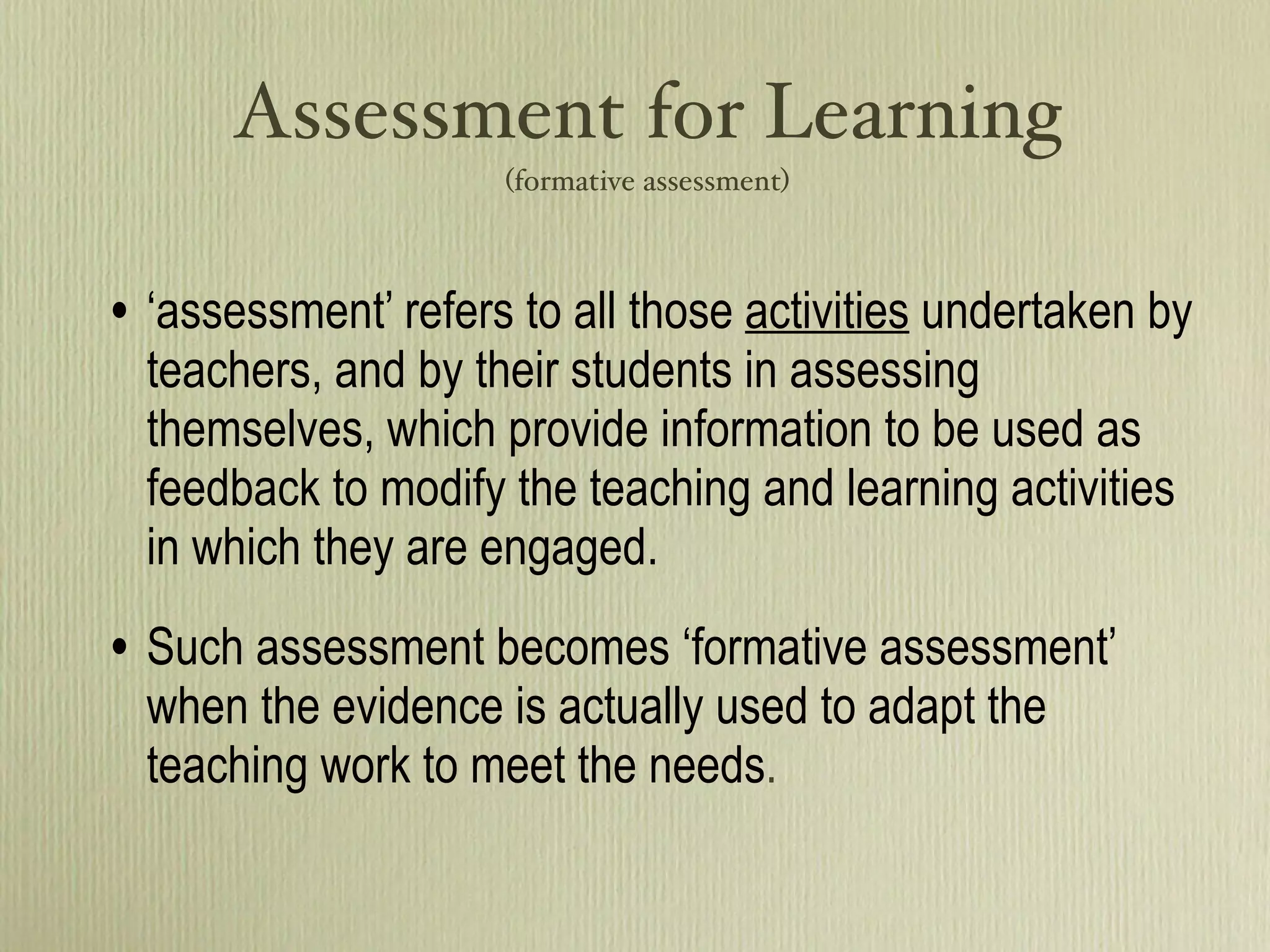 Assessment for learning | PPT