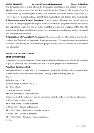 adavanced financial management materials | DOCX