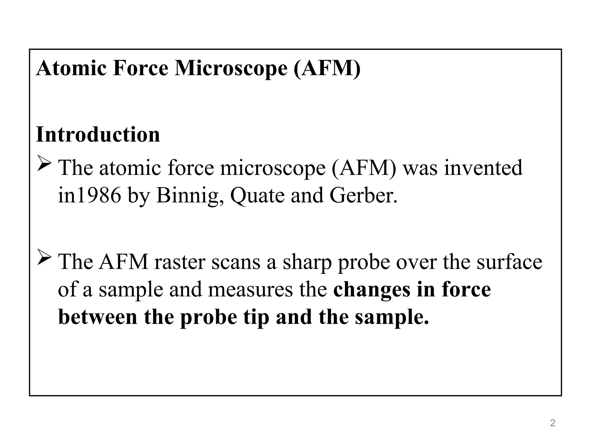 Atomic Force Microscope Principle And Application Ppt