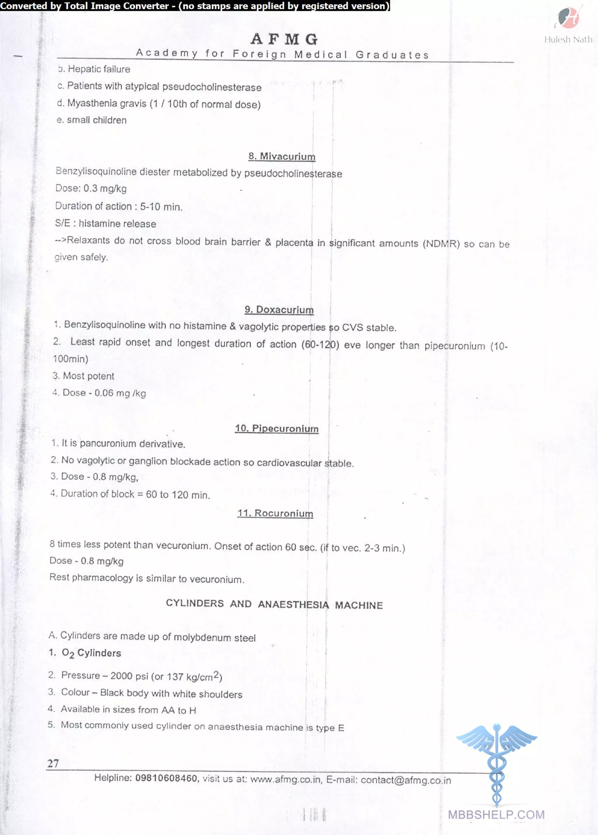 General anaesthesia AFMG Notes | PDF