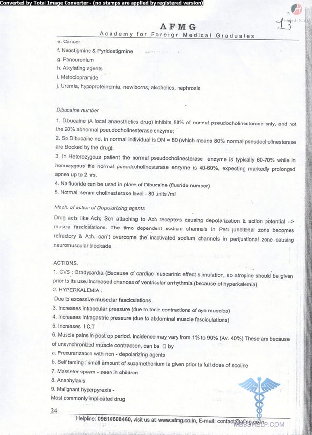 General anaesthesia AFMG Notes | PDF