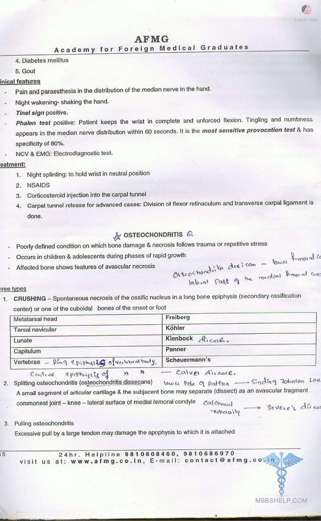Orthopadics AFMG Notes | PDF