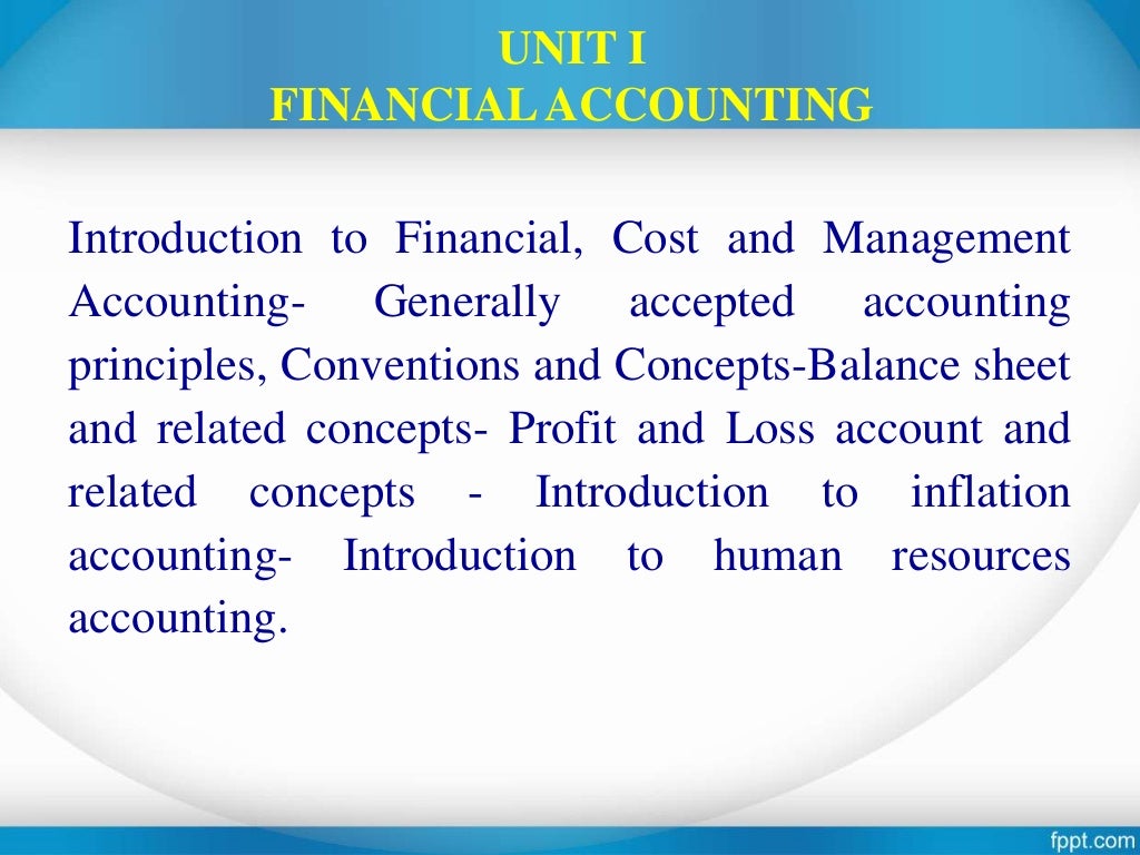 UNIT I FINANCIAL ACCOUNTING | PPT