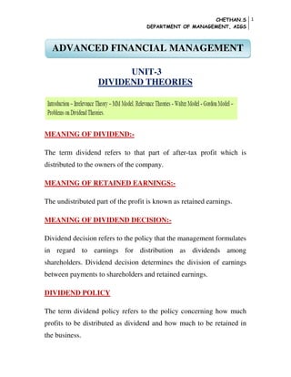 ACFM: Dividend Decision and Theories PDF Notes | PDF