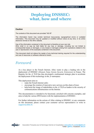 Deploying DNSSEC: what, how and where ? | PDF