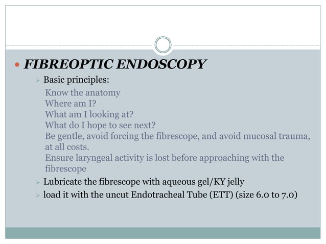 Awake fibrioptic Intubation in difficult airway | PPTX | First Aid ...