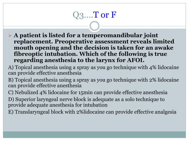 Awake fibrioptic Intubation in difficult airway | PPTX | First Aid ...