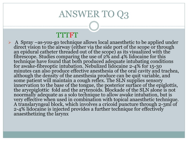 Awake fibrioptic Intubation in difficult airway | PPTX | First Aid ...