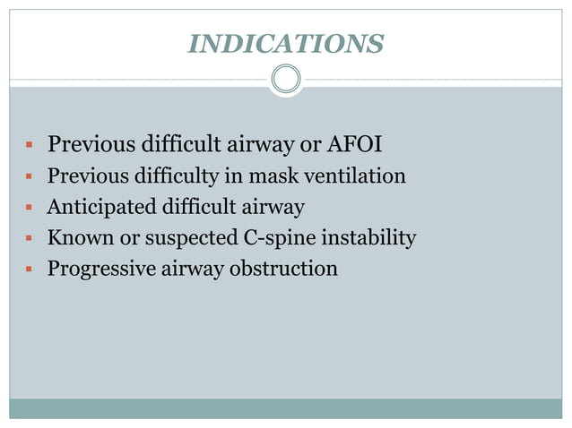 Awake fibrioptic Intubation in difficult airway | PPTX | First Aid ...