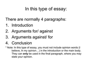 A for and against essay | PPT