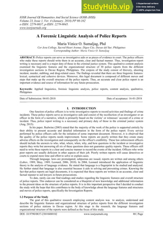 A Forensic Linguistic Analysis Of Police Reports | PDF