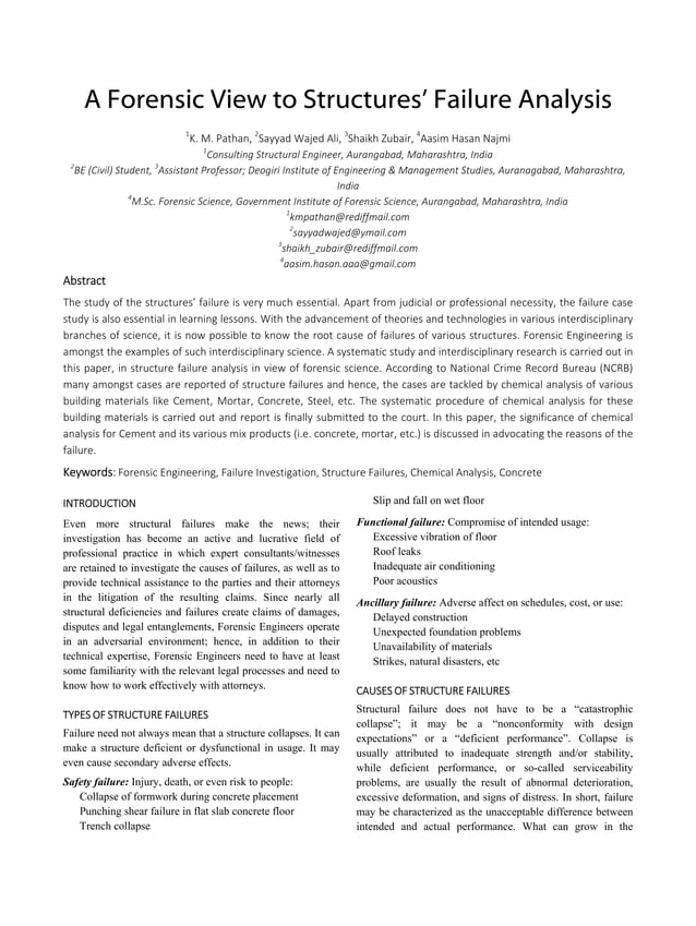 A forensic view to structural failure analysis article | PDF