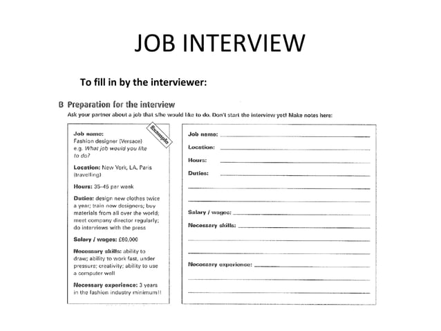 A formal job interview | PPT