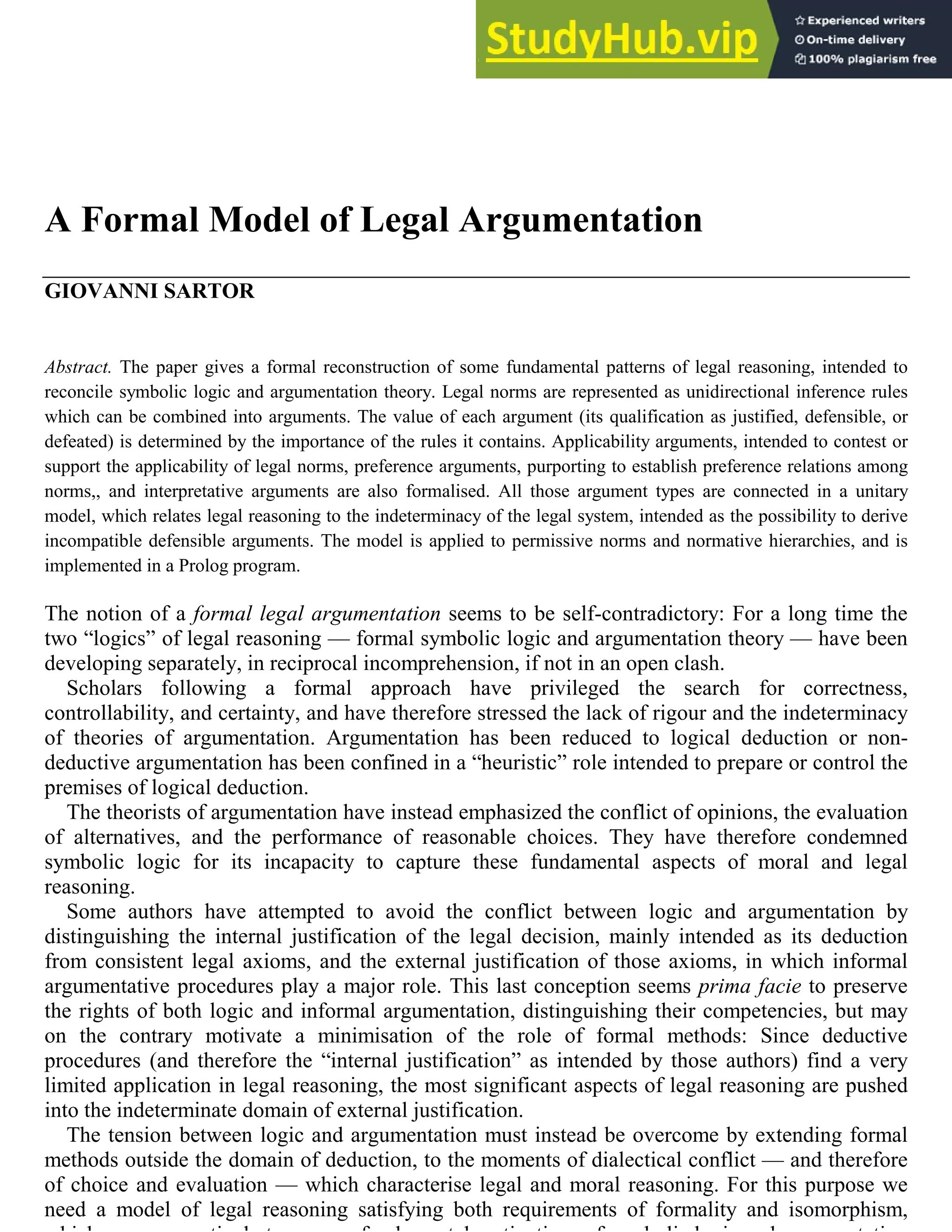 A Formal Model Of Legal Argumentation | PDF