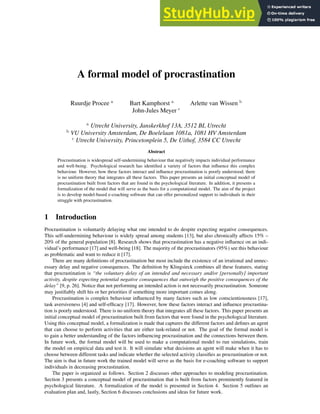 A Formal Model Of Procrastination | PDF