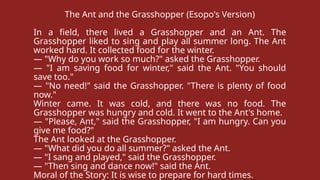 A formiga e a Cigarra - THE ANT AND THE GRASSHOPPER | PPTX