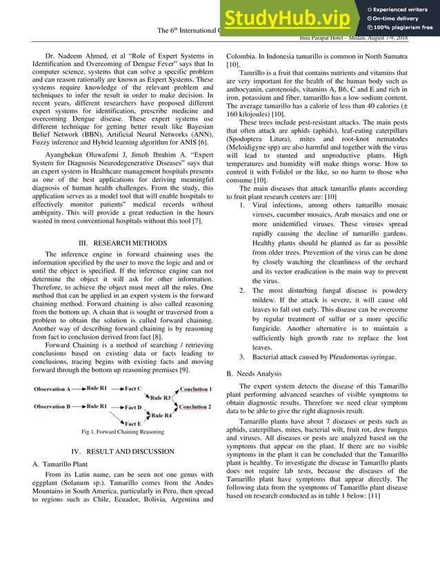 A Forward Chaining Trace Analysis In Diagnosing Tamarillo Disease | PDF