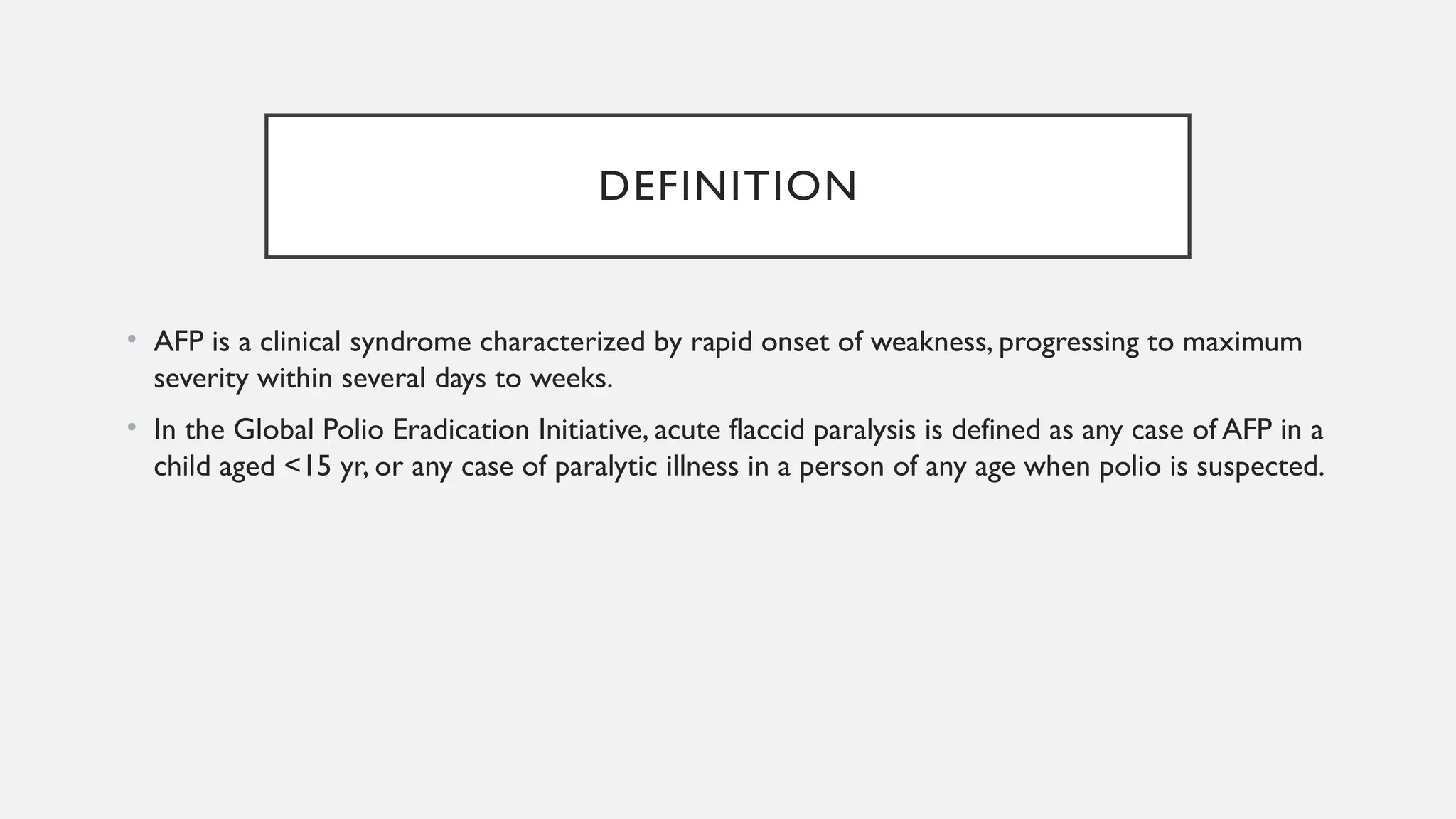 AFP.pptx Acute flaccid paralysis presentation | PPTX
