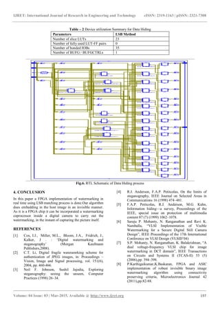 A fpga implementation of data hiding using lsb matching method | PDF
