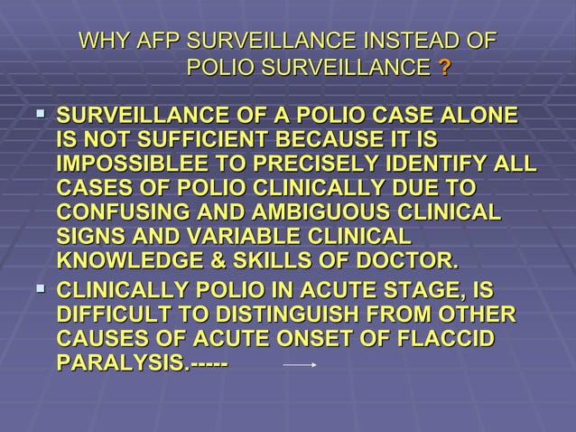 AFP surveillance | PPTX | Infectious Diseases | Diseases and Conditions