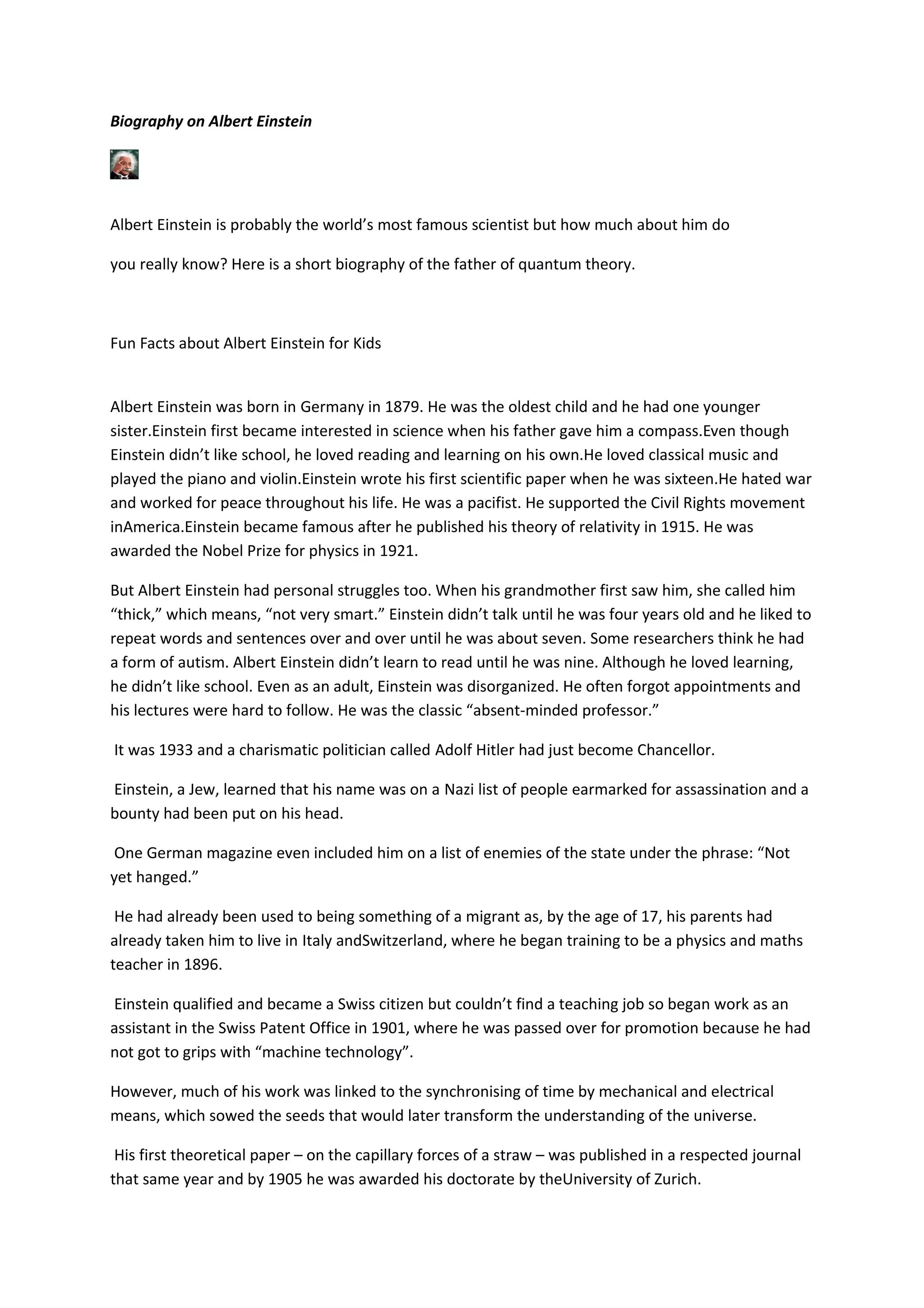 Albert Einstein Biography! | DOC | Physics | Science