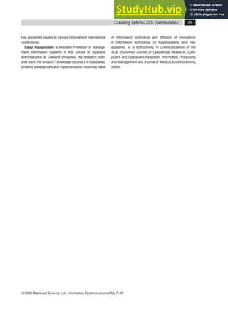 A Framework For Creating Hybrid-Open Source Software Communities | PDF