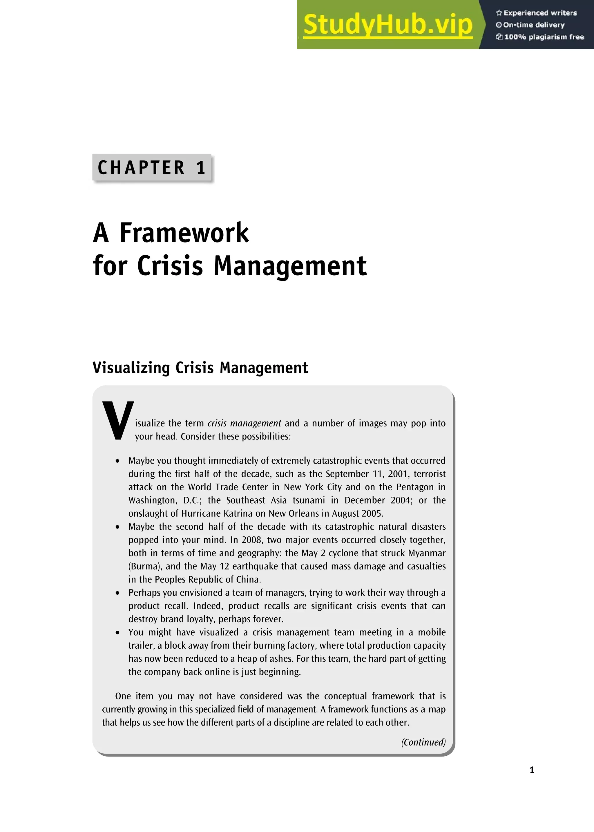 A Framework For Crisis Management | PDF