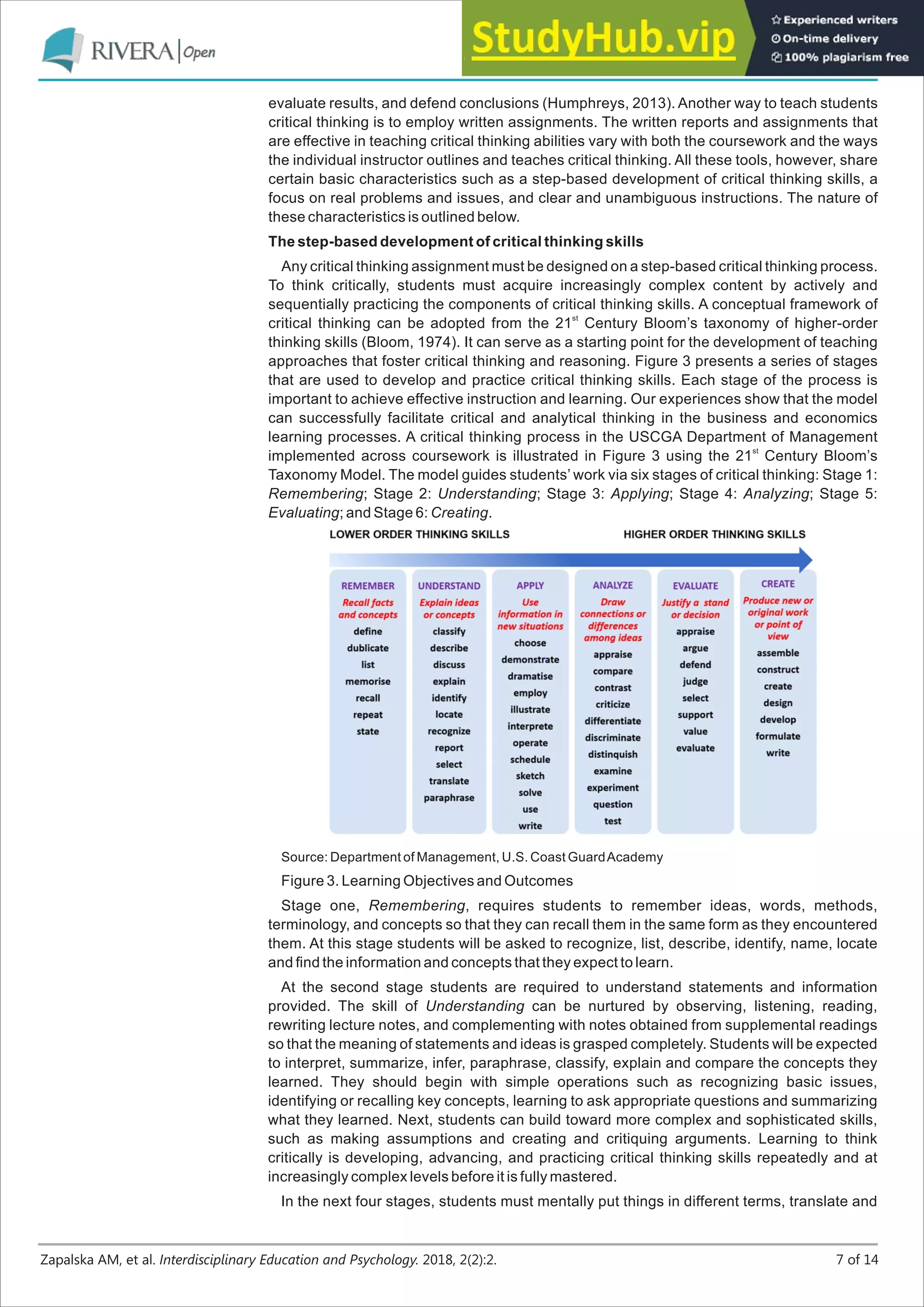 A Framework For Critical Thinking Skills Development Across Business ...