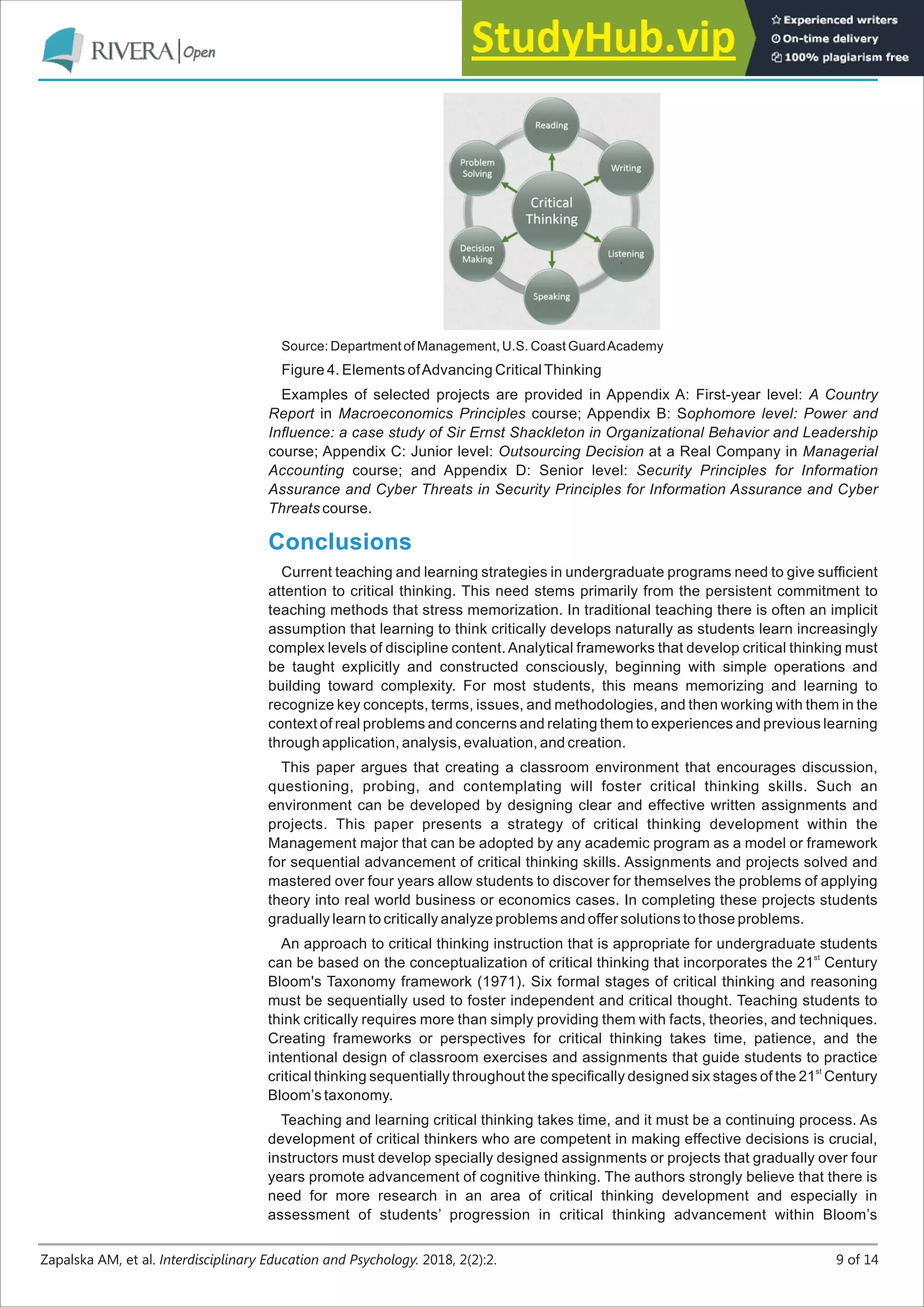 A Framework For Critical Thinking Skills Development Across Business ...
