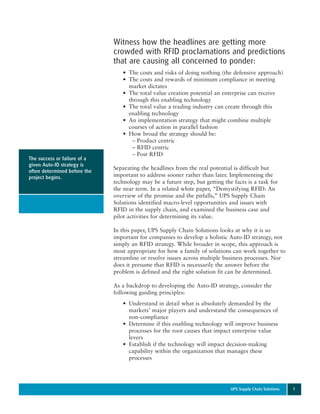 A framework for developing an rfid and auto id strategy by ups | PDF