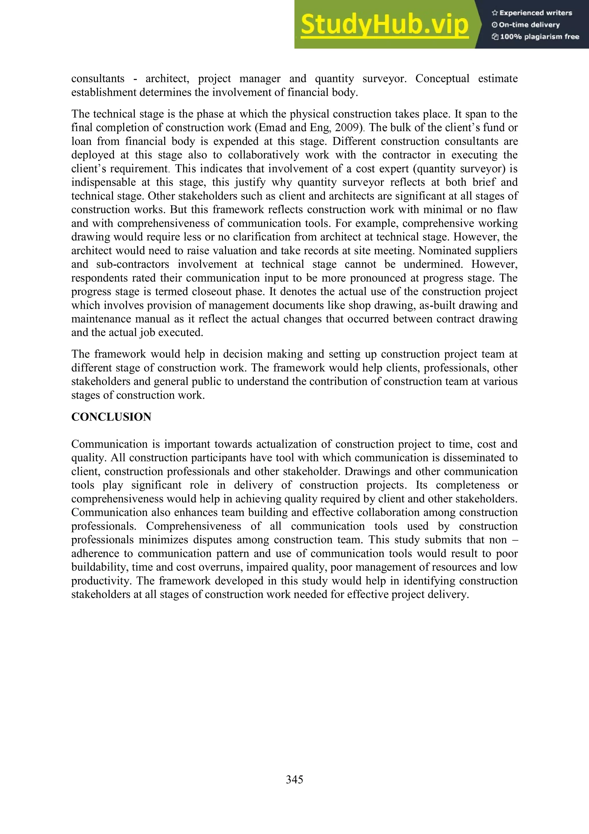 A FRAMEWORK FOR EFFECTIVE COMMUNICATION AMONG CONSTRUCTION TEAM | PDF