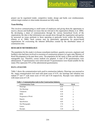A FRAMEWORK FOR EFFECTIVE COMMUNICATION AMONG CONSTRUCTION TEAM | PDF