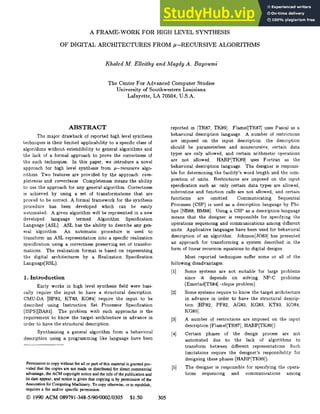 A Framework For High Level Synthesis Of Digital Architectures From U-Recursive Algorithms | PDF