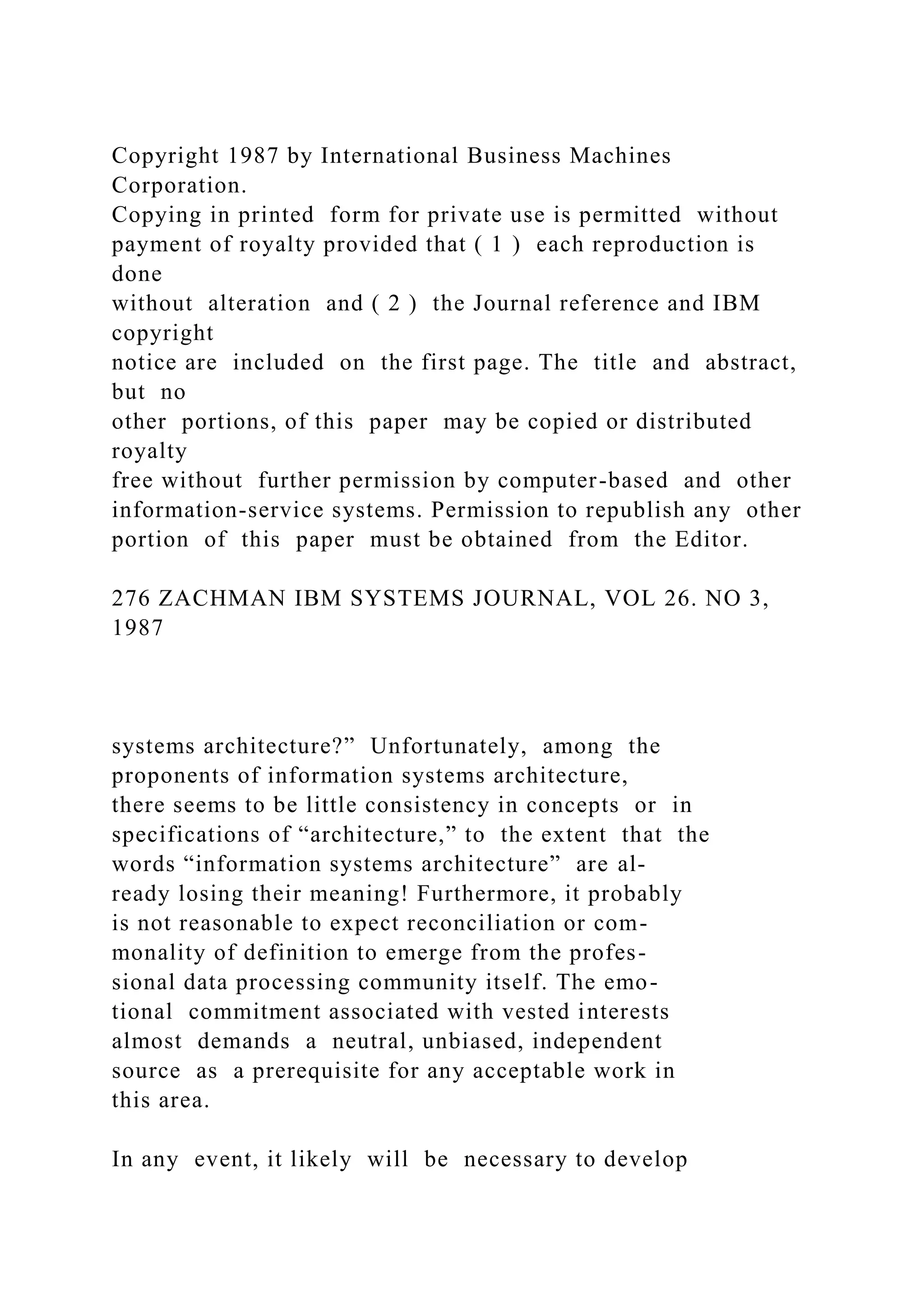 A framework for information systems architecture by J.docx