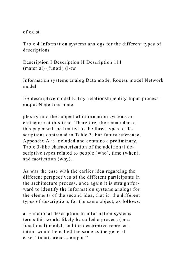 A Framework For Information Systems Architecture By J Docx