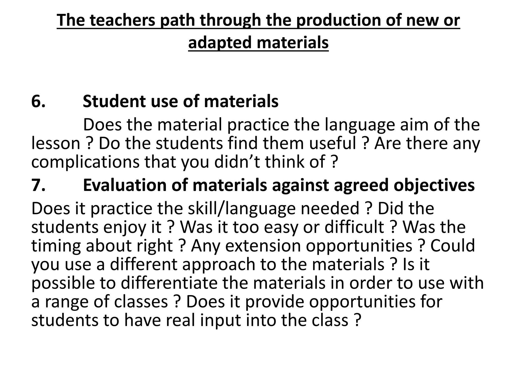 A framework for materials writing | PPTX