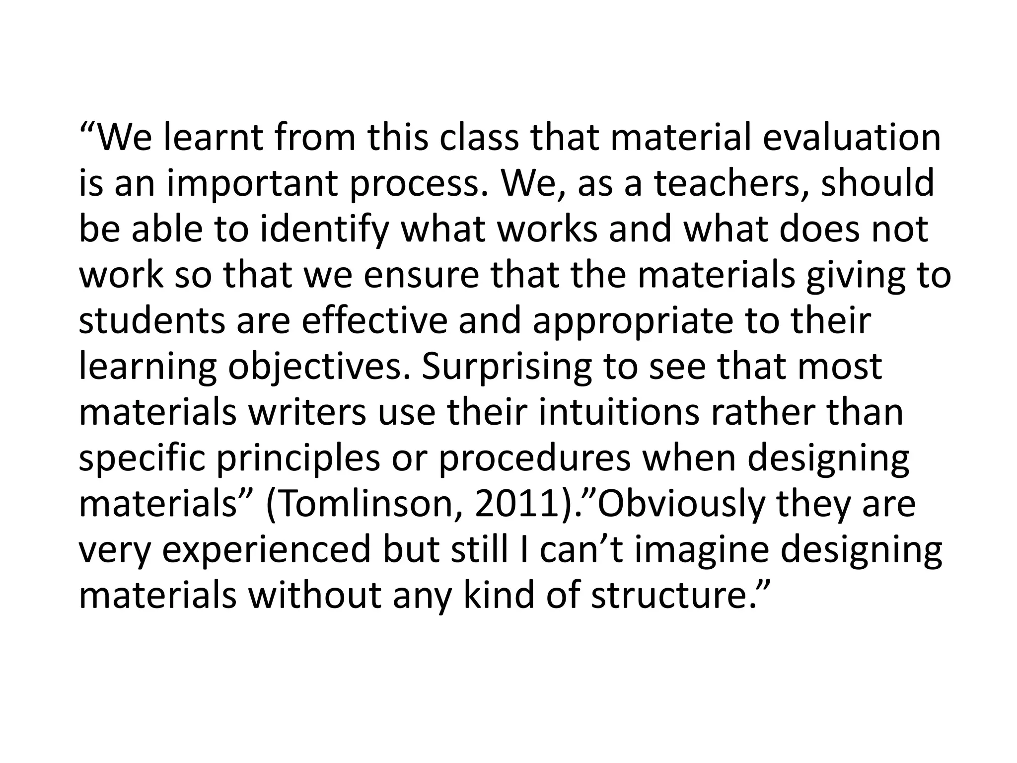 A framework for materials writing | PPTX