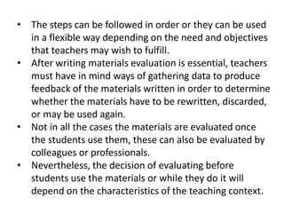A framework for materials writing | PPTX