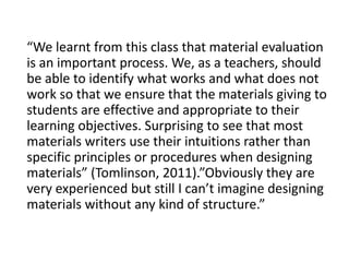 A framework for materials writing | PPTX