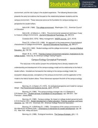 A Framework For Organizing The Scholarship Of Campus Ecology | PDF ...
