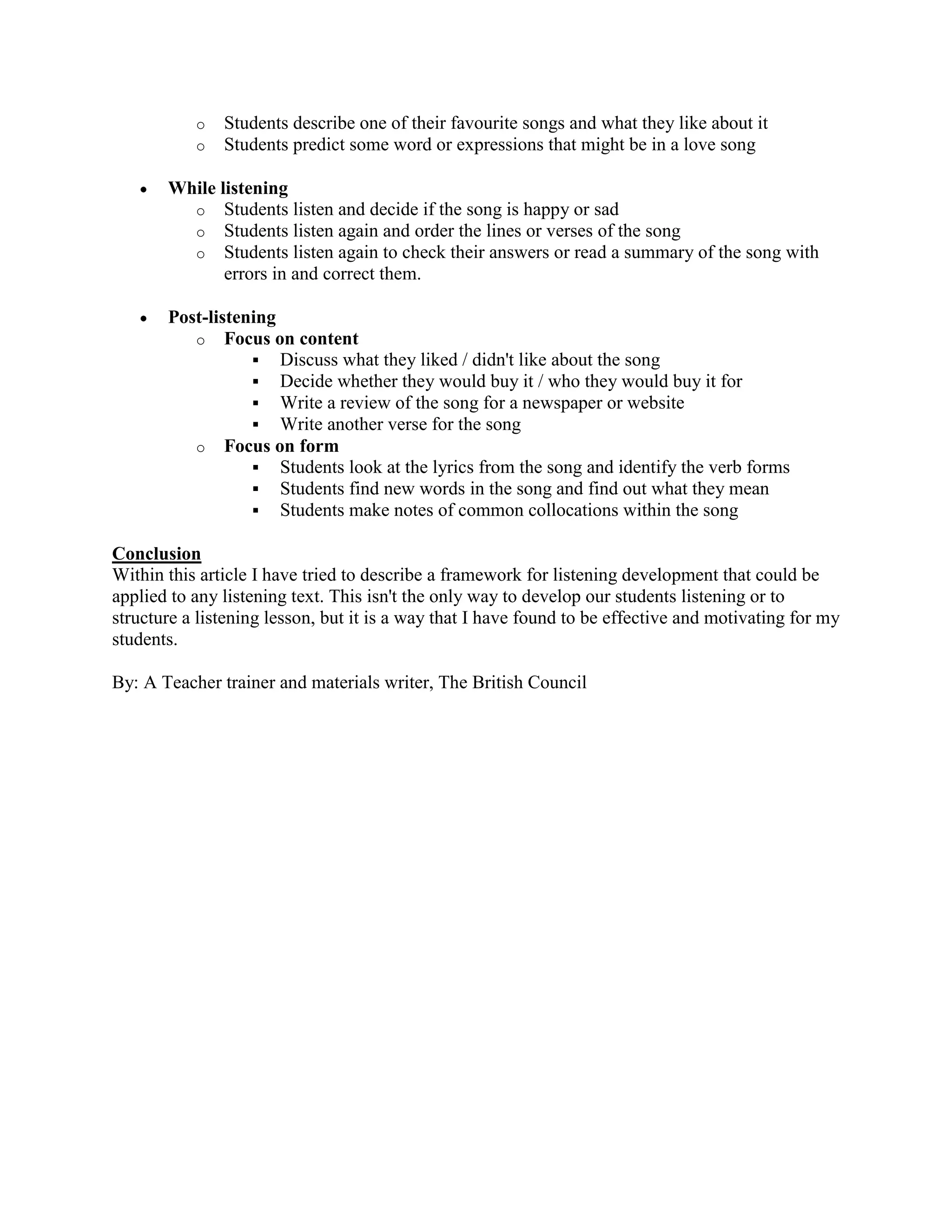 A framework for planning a listening skills lesson magdy 14 | DOCX
