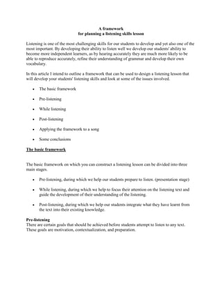 A framework for planning a listening skills lesson magdy 14 | DOCX