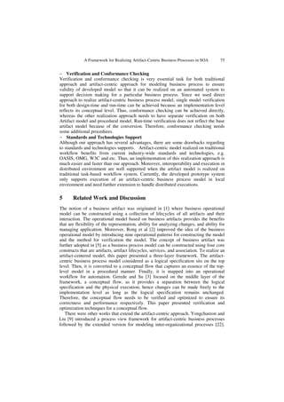 A framework for realizing artifact centric business processes in SOA | PDF