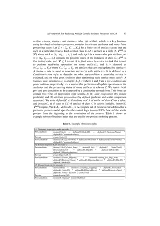 A framework for realizing artifact centric business processes in SOA | PDF