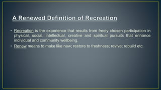 A framework for recreation leadership | PPTX