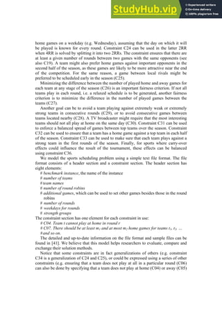 A Framework For Scheduling Professional Sports Leagues | PDF