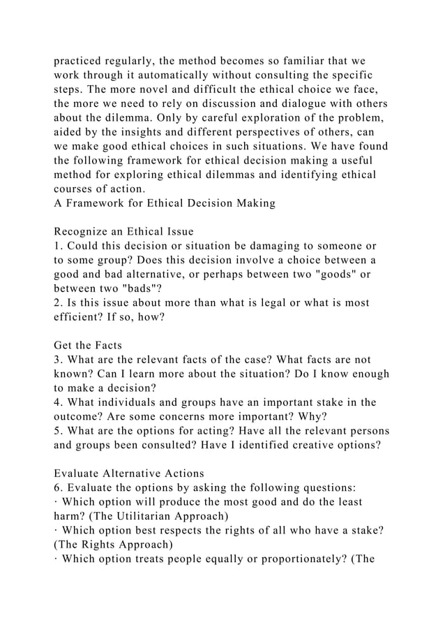 A Framework for Thinking EthicallyThis document is designed as a.docx