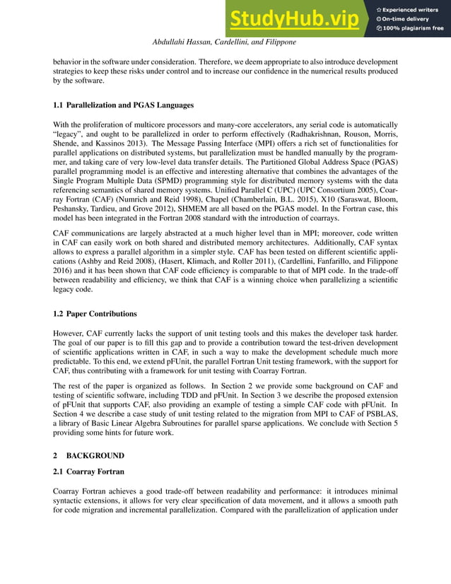 A Framework For Unit Testing With Coarray Fortran Pdf 