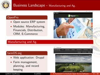 EvalOSS : A Framework to Evaluate Open Source Software | PPT