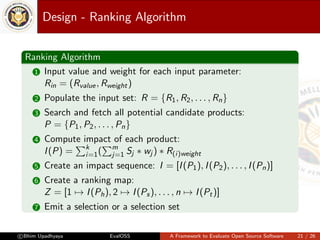 EvalOSS : A Framework to Evaluate Open Source Software | PPT